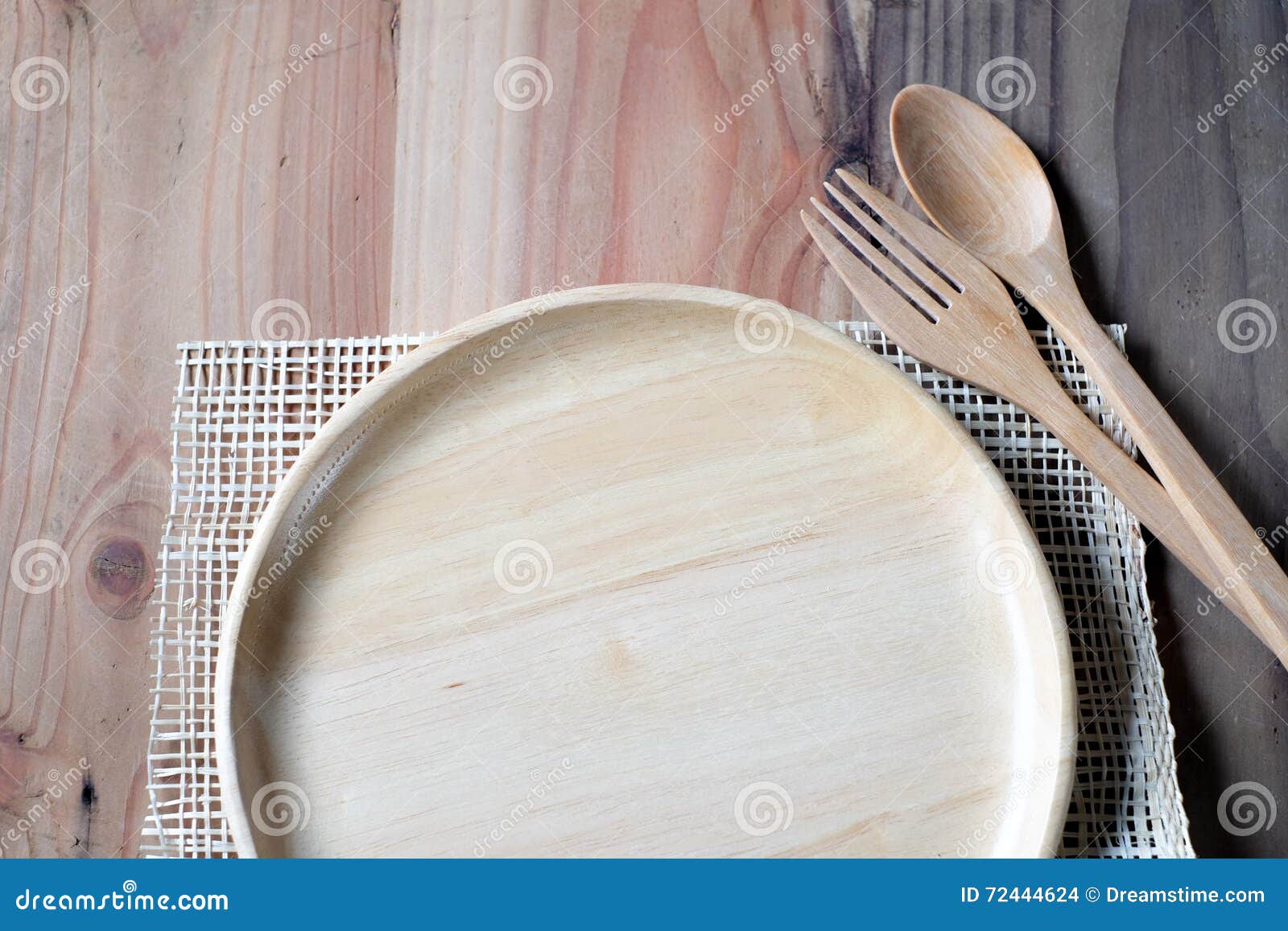 The Wooden Plate on a Wood Table Stock Photo - Image of dish, handmade ...
