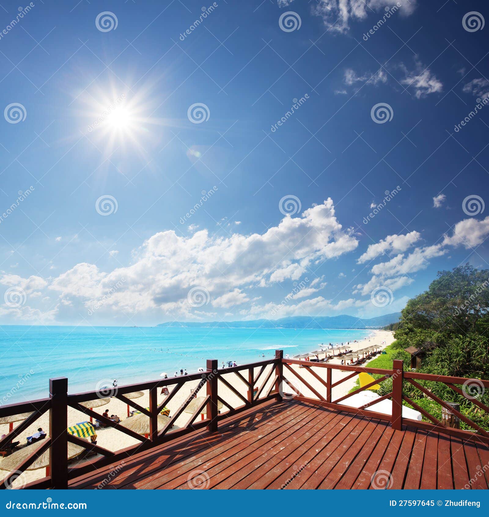 Wooden Platform beside Beach Stock Image - Image of background, coast ...
