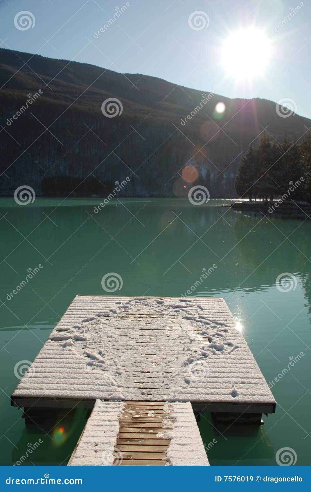 Wooden Platform in Lake stock image. Image of water, rays - 7576019