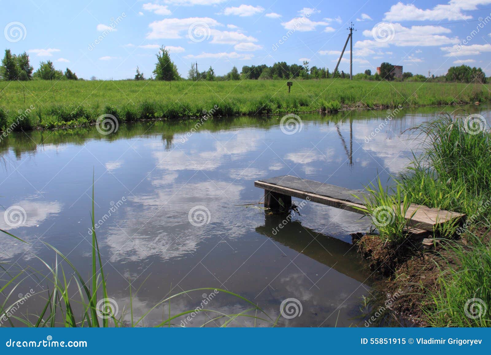 Wooden platform stock image. Image of small, clouds, river - 55851915