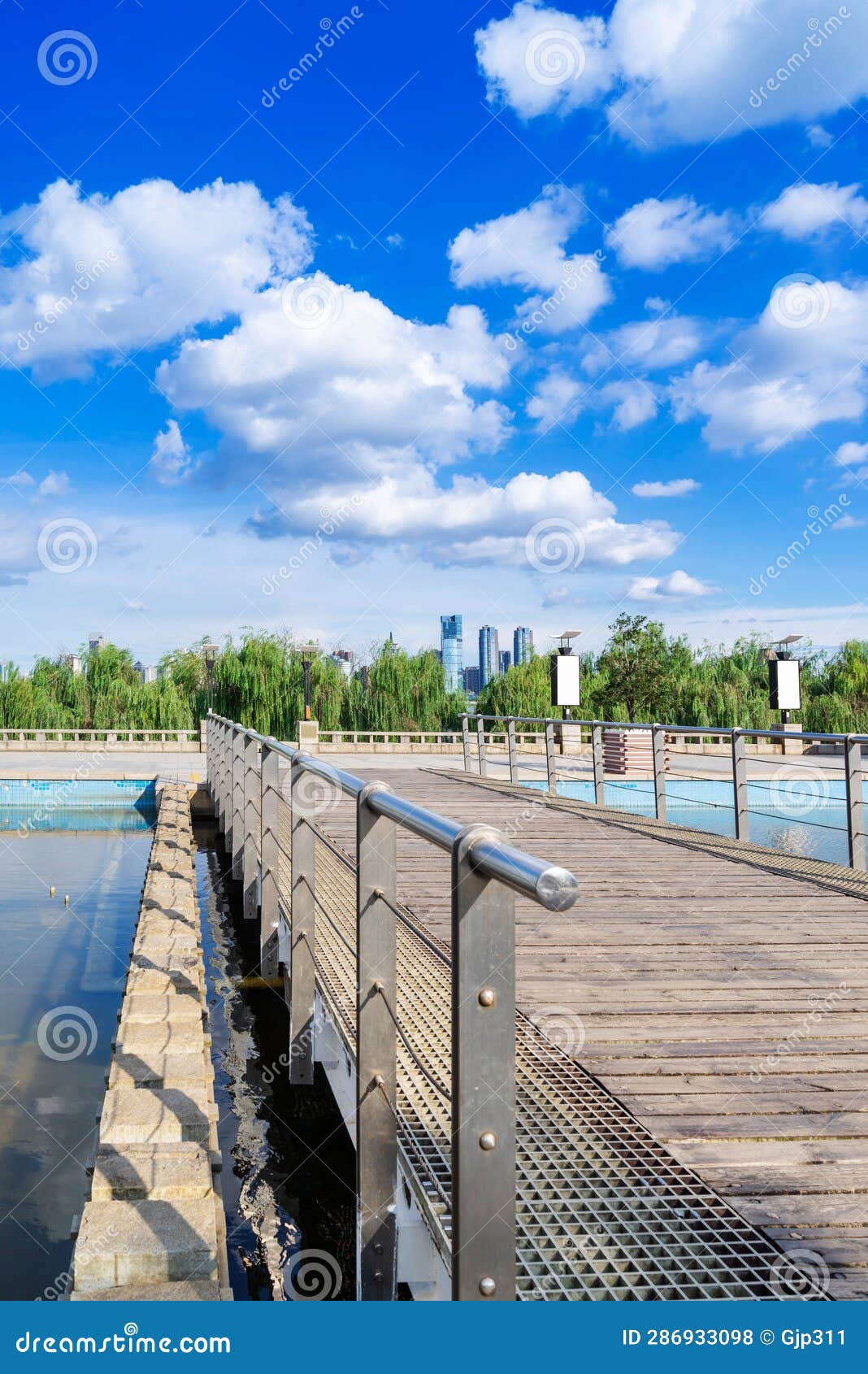 Wooden Platform and Railing on the Background Stock Photo - Image of ...