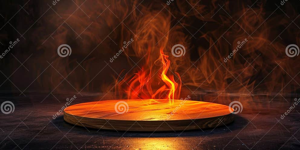 A Wooden Platform Surrounded by Flames, Creating a Dramatic and Intense ...