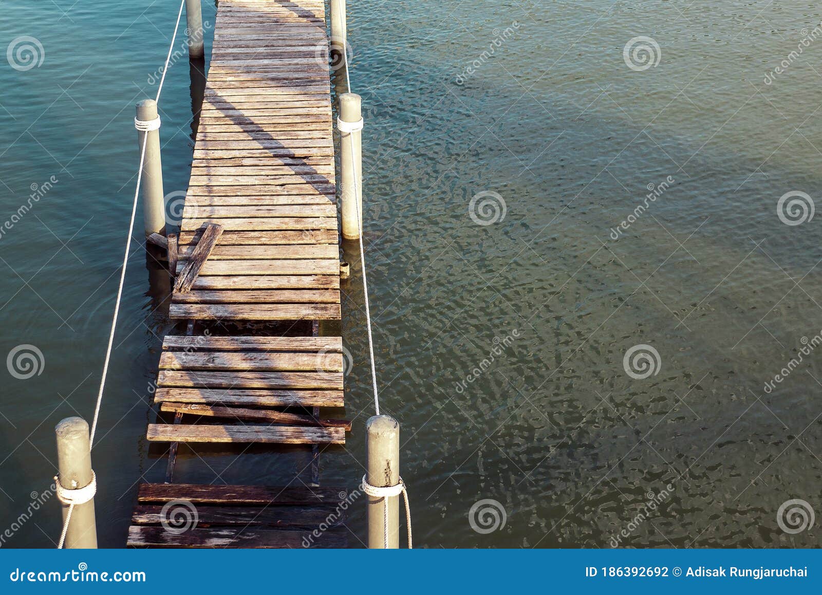 Wooden Platforms, Docks, or Docks Along the River Stock Photo - Image ...