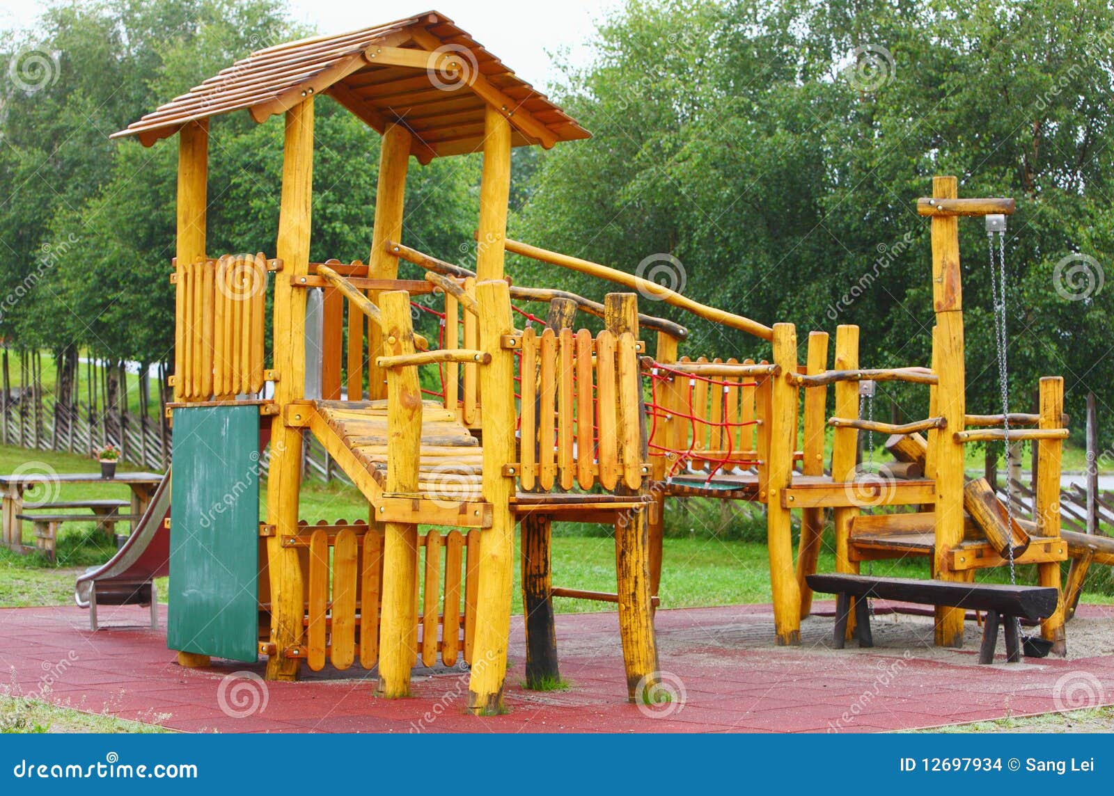 Wooden playground stock photo. Image of wooden, holiday - 12697934