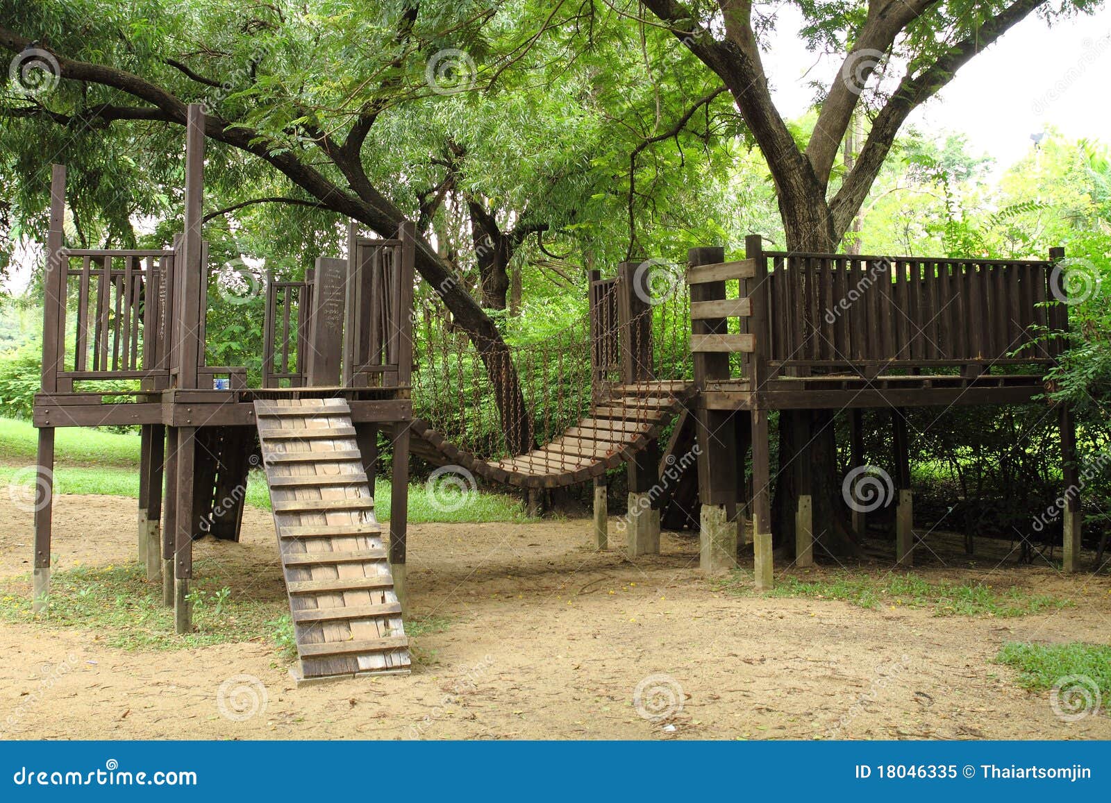 Wooden playground stock image. Image of stairs, clear - 18046335