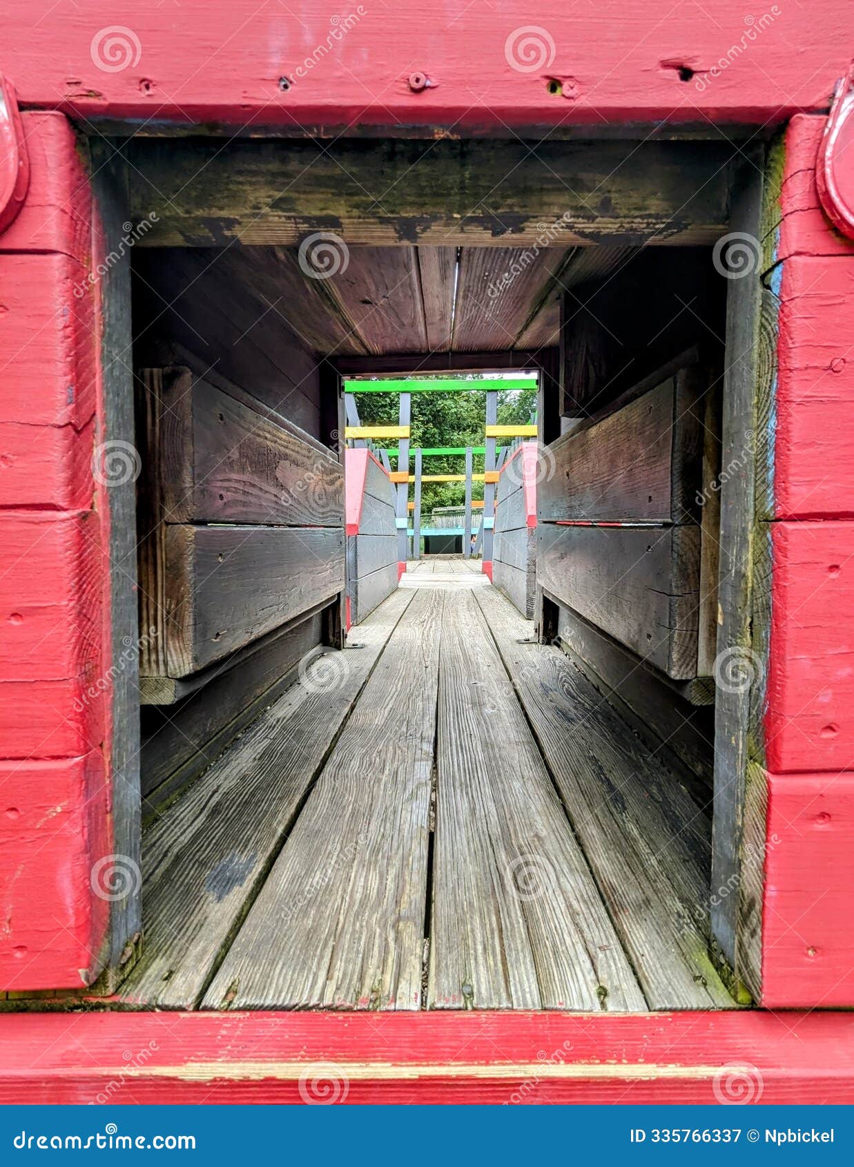 Wooden Playground Tunnel stock image. Image of adventure - 335766337