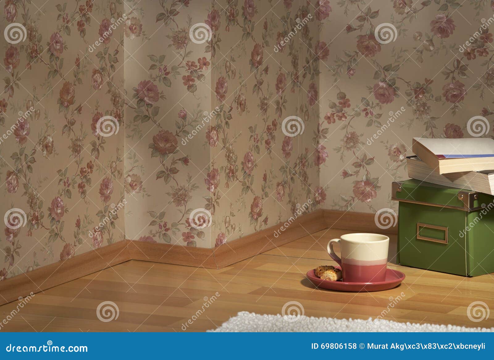 Wooden Plinth and Wall Paper Stock Photo - Image of pink, wall: 69806158