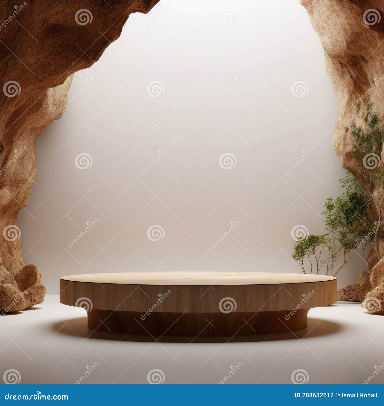 Wooden Podium Platform in the Middle of a Cave, Created by Generative ...