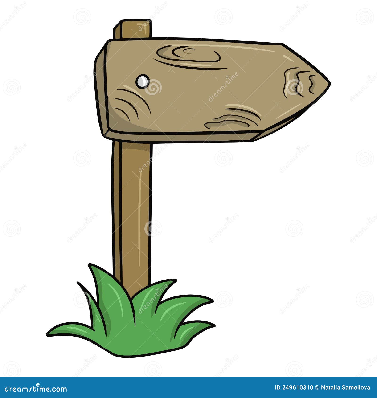 Wooden Pointer in Cartoon Style, Worn Pointers Standing on the Grass ...