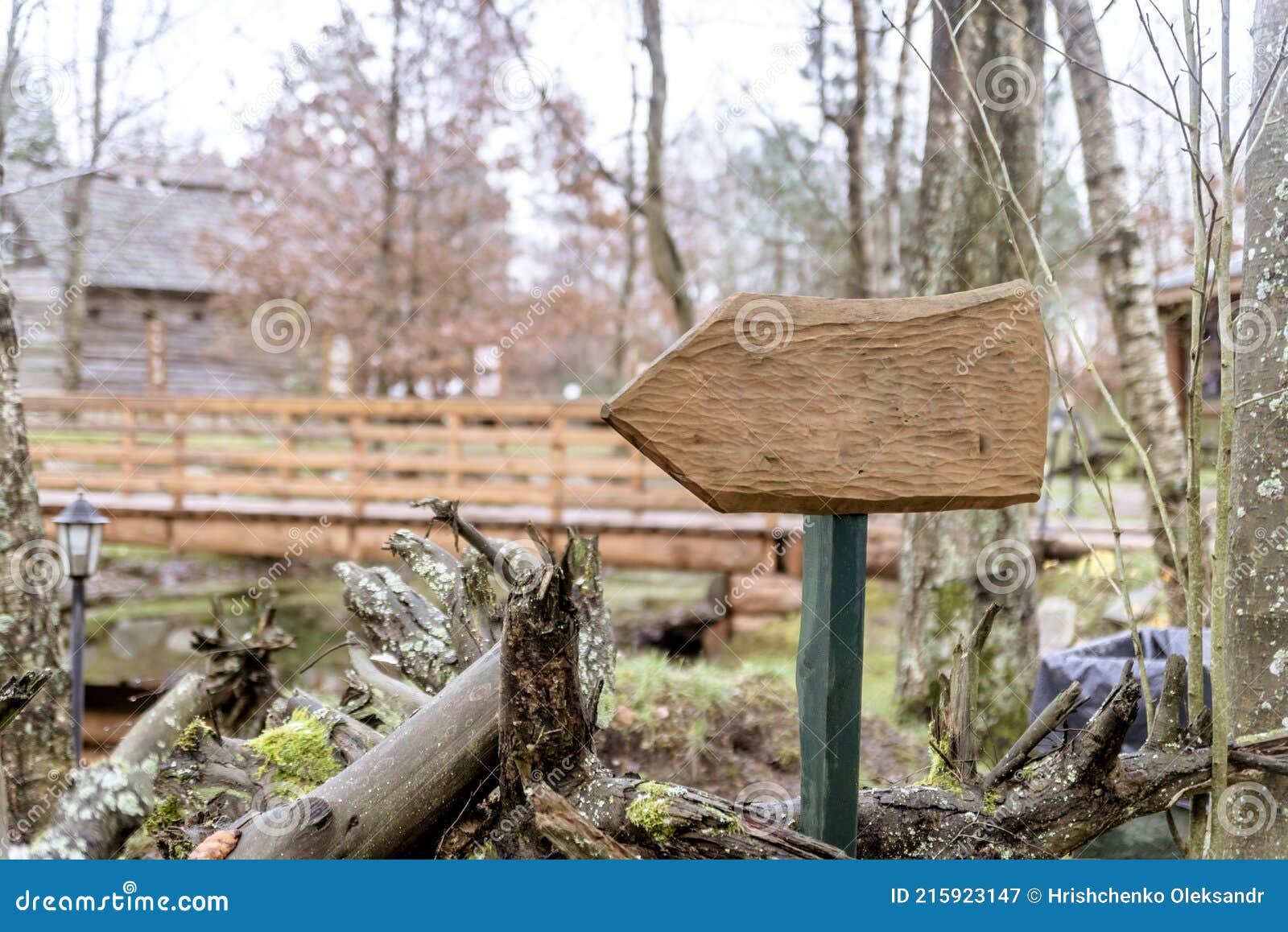 Wooden Pointer on the Column Stock Image - Image of plank, natural ...