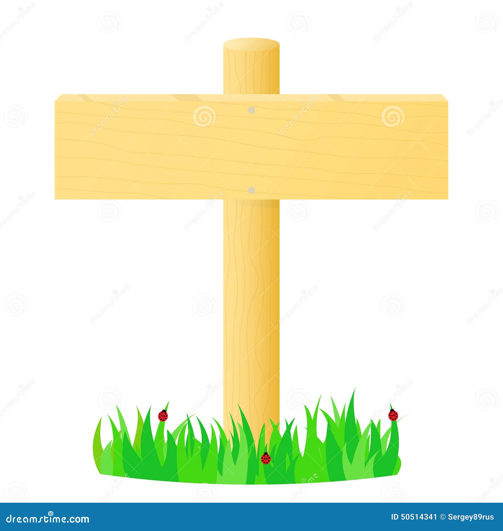 Wooden Pointer in the Green Grass. Stock Vector - Illustration of leaf ...