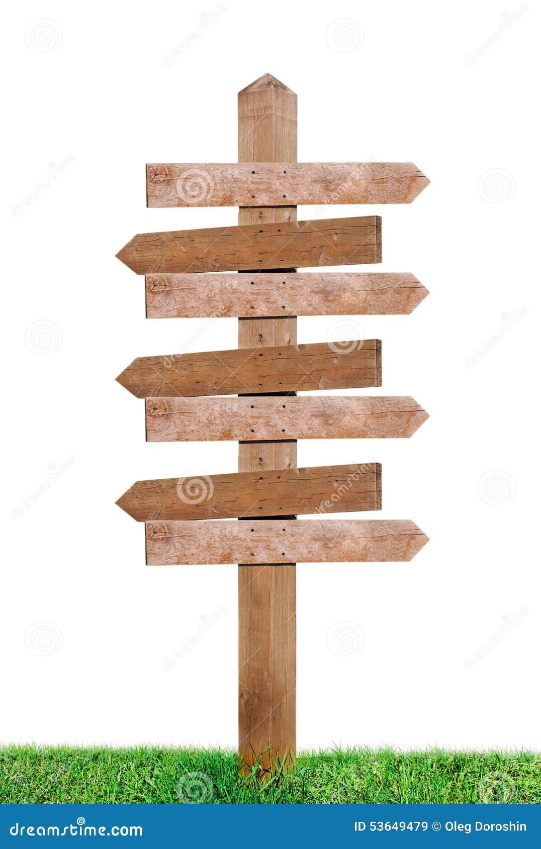 Wooden pointer on the lawn stock image. Image of sign - 53649479