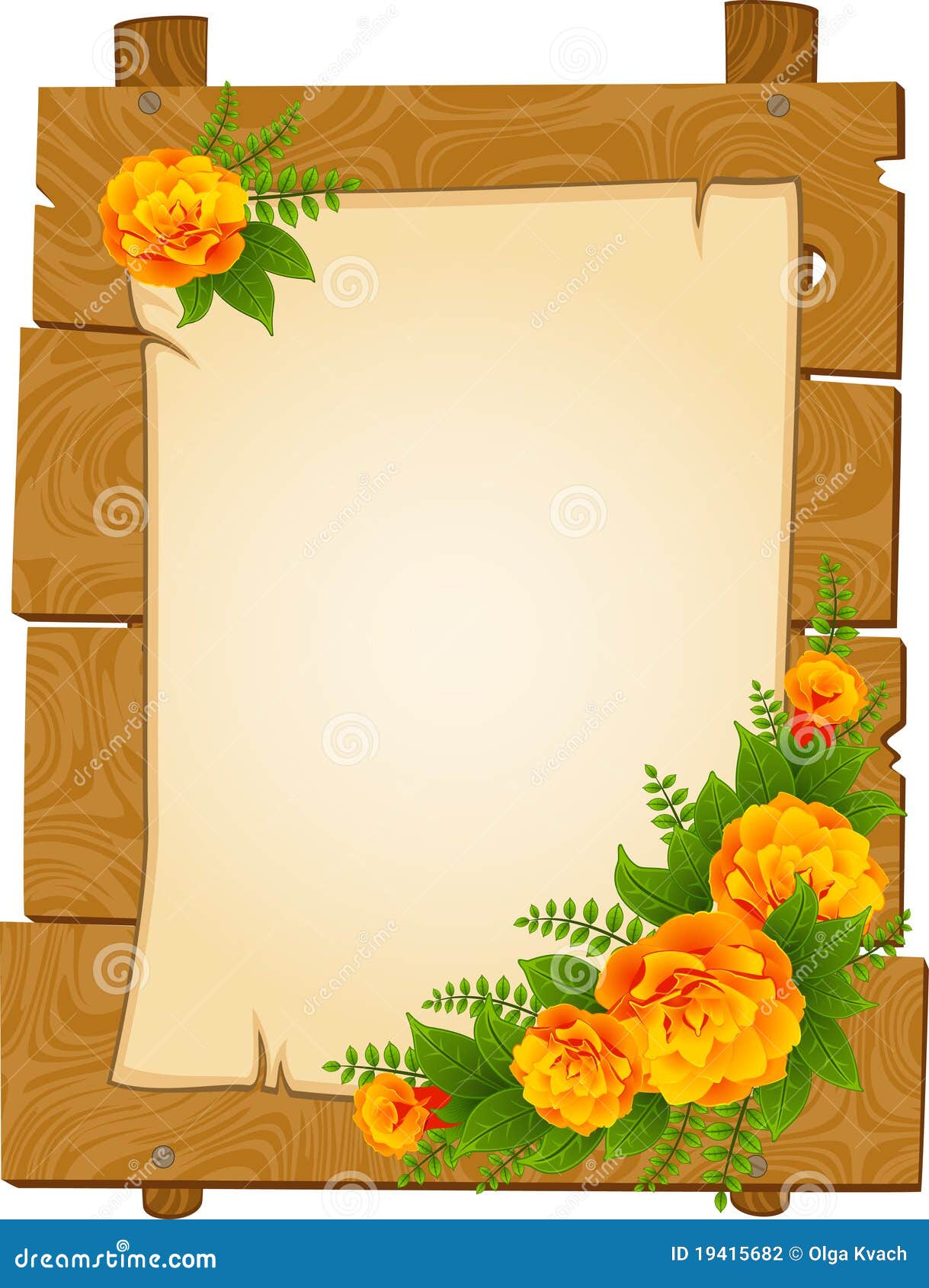 Wooden Pointers with Flowers Stock Vector - Illustration of bush, doily ...