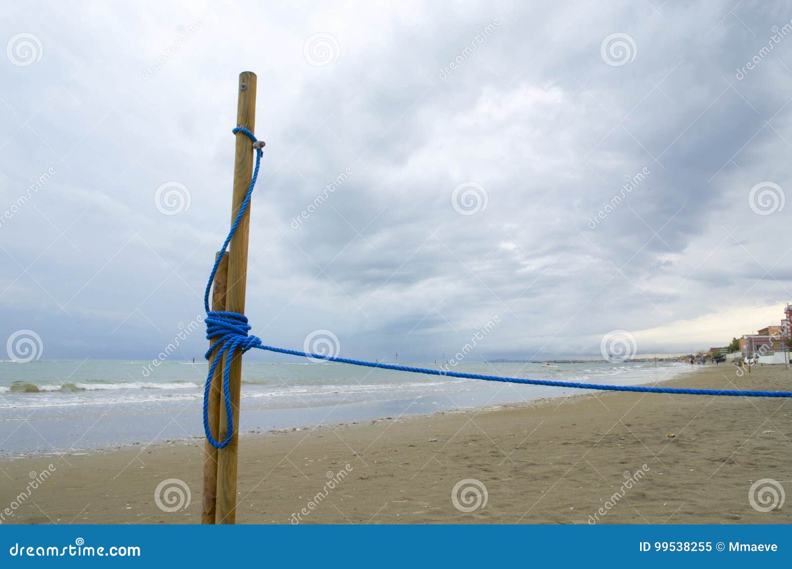 Wooden Pole and Blue Rope at the Beach Stock Image - Image of ...