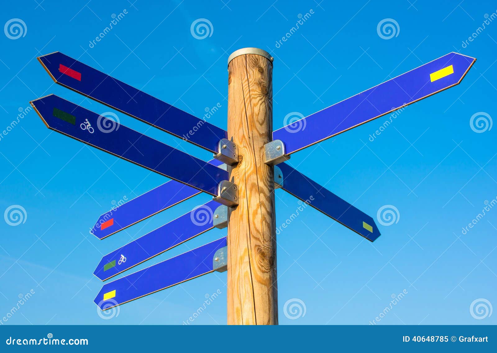 Wooden Pole with Direction Arrows Stock Image - Image of movement ...