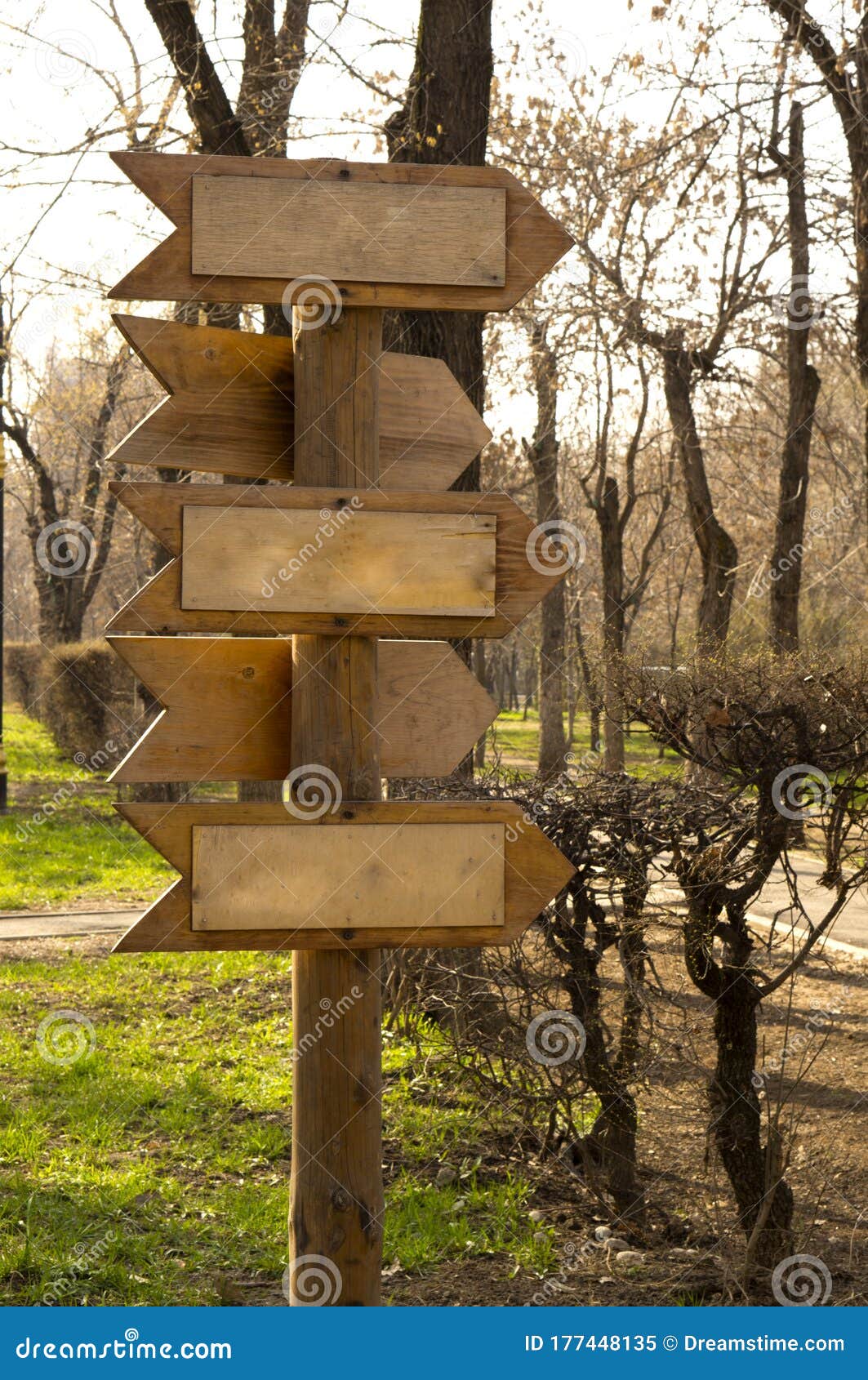 Wooden Pole with Direction Indicators Stock Image - Image of autumn ...