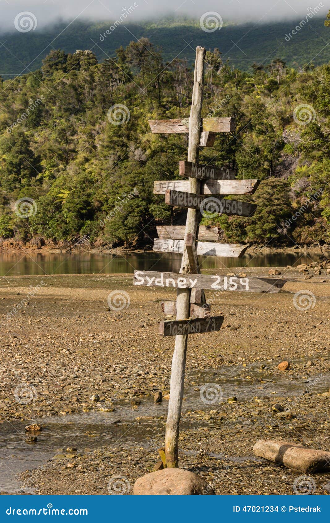 Wooden Pole with Directions Stock Photo - Image of walking, distance ...