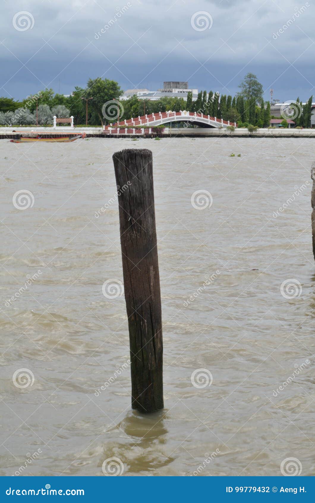 The wooden pole. stock photo. Image of patterns, color - 99779432