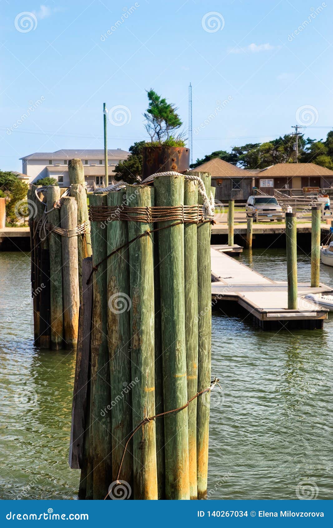 Wooden Poles in Atlantic Ocean. Bundle of Wooden Poles Stock Photo ...