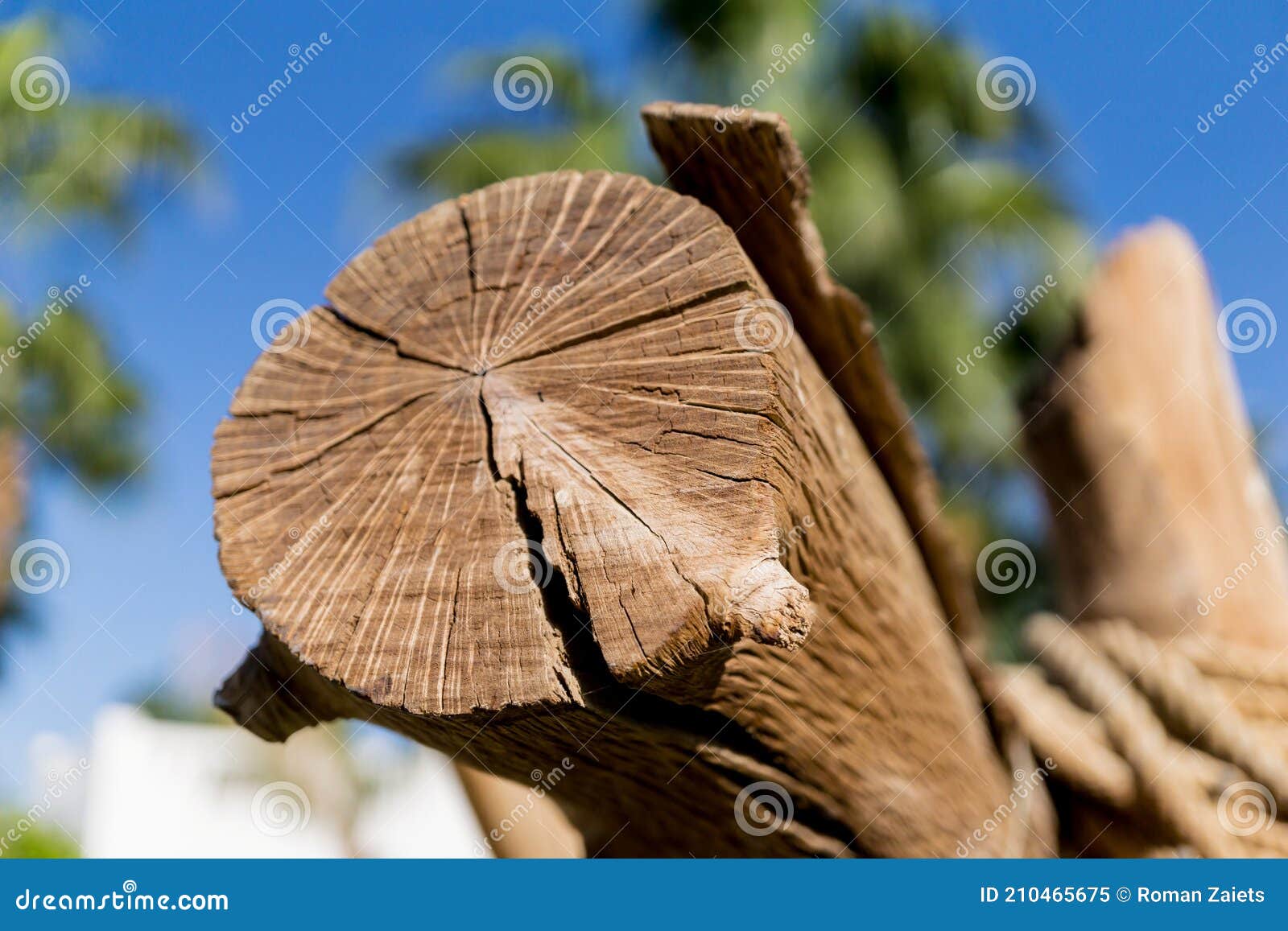 Wooden Poles Tied by a Thick Rope Stock Image - Image of hardwood, wood ...
