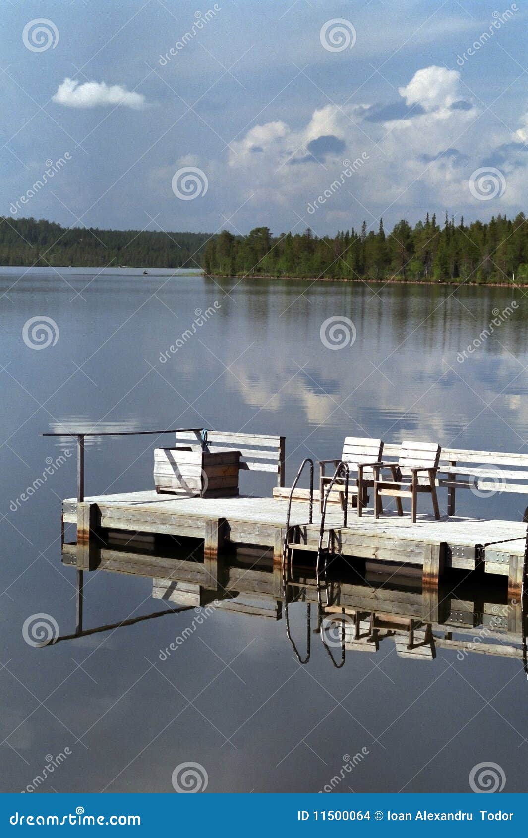 Wooden pontoon bridge stock photo. Image of finland, mirror - 11500064