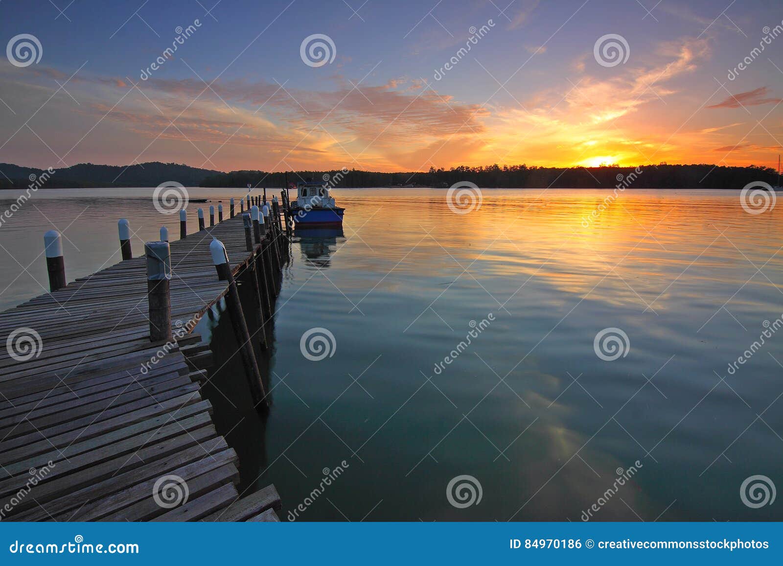 Wooden Pontoon At Sunset Picture. Image: 84970186