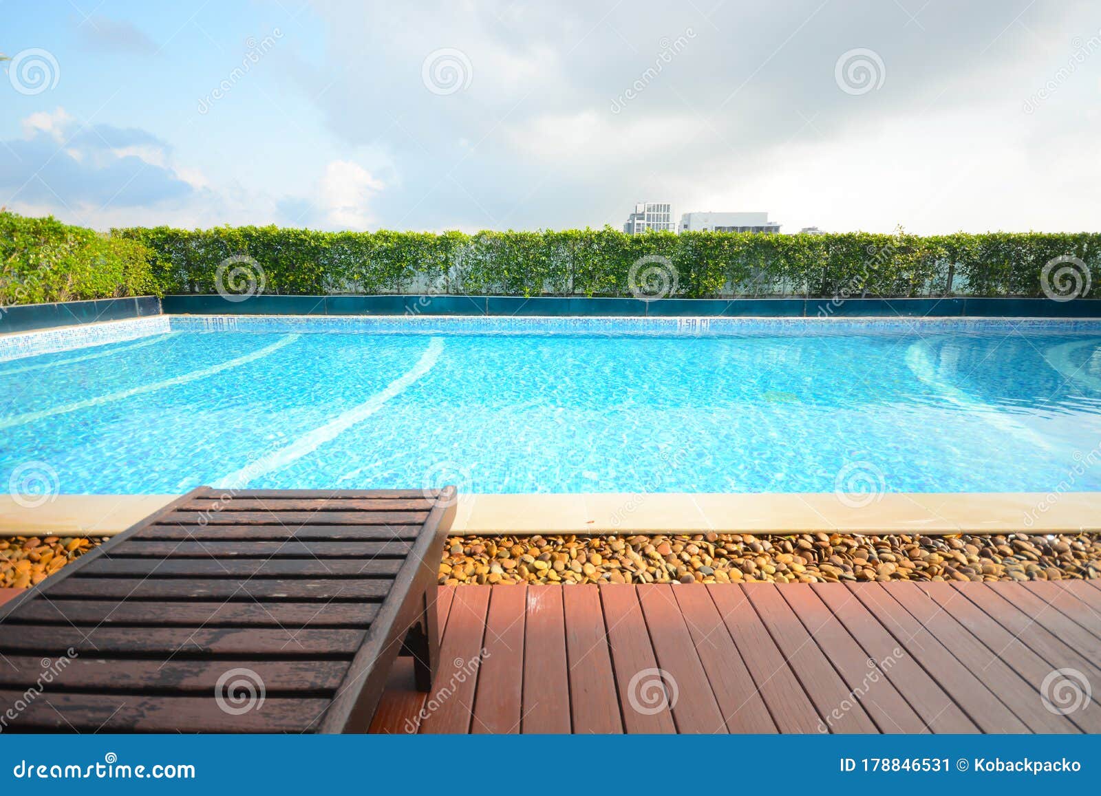 Wooden Pool Bed at the Swimming Pool Stock Image - Image of relaxation ...