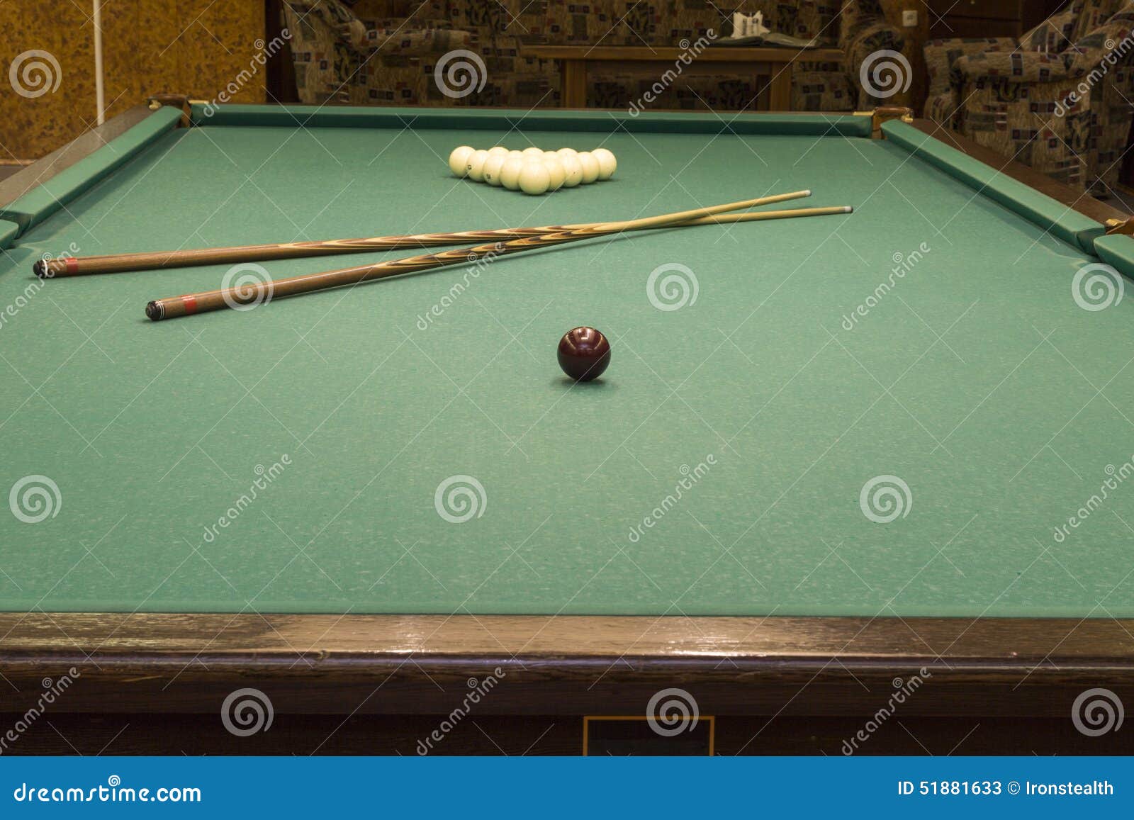 Wooden Pool Table with Cues Stock Image - Image of pattern, activity ...
