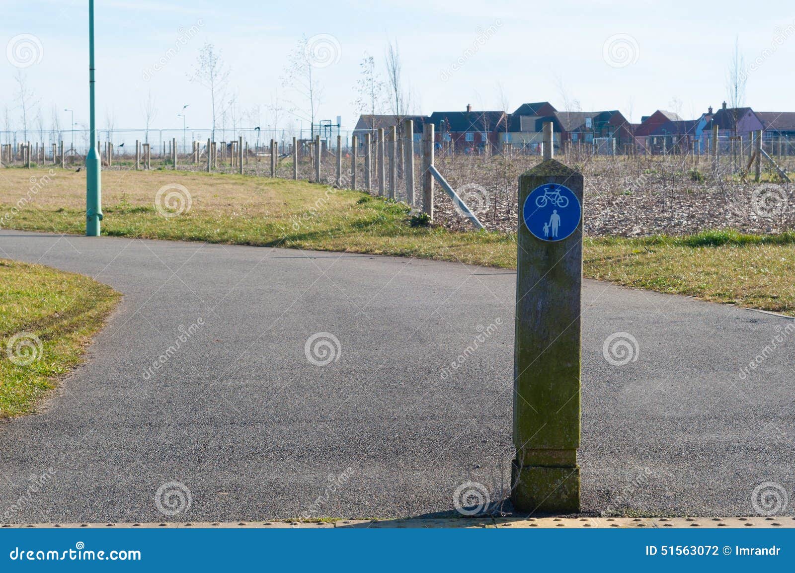 Wooden Post for Pedestrian and Cyclist Path Stock Photo - Image of ...