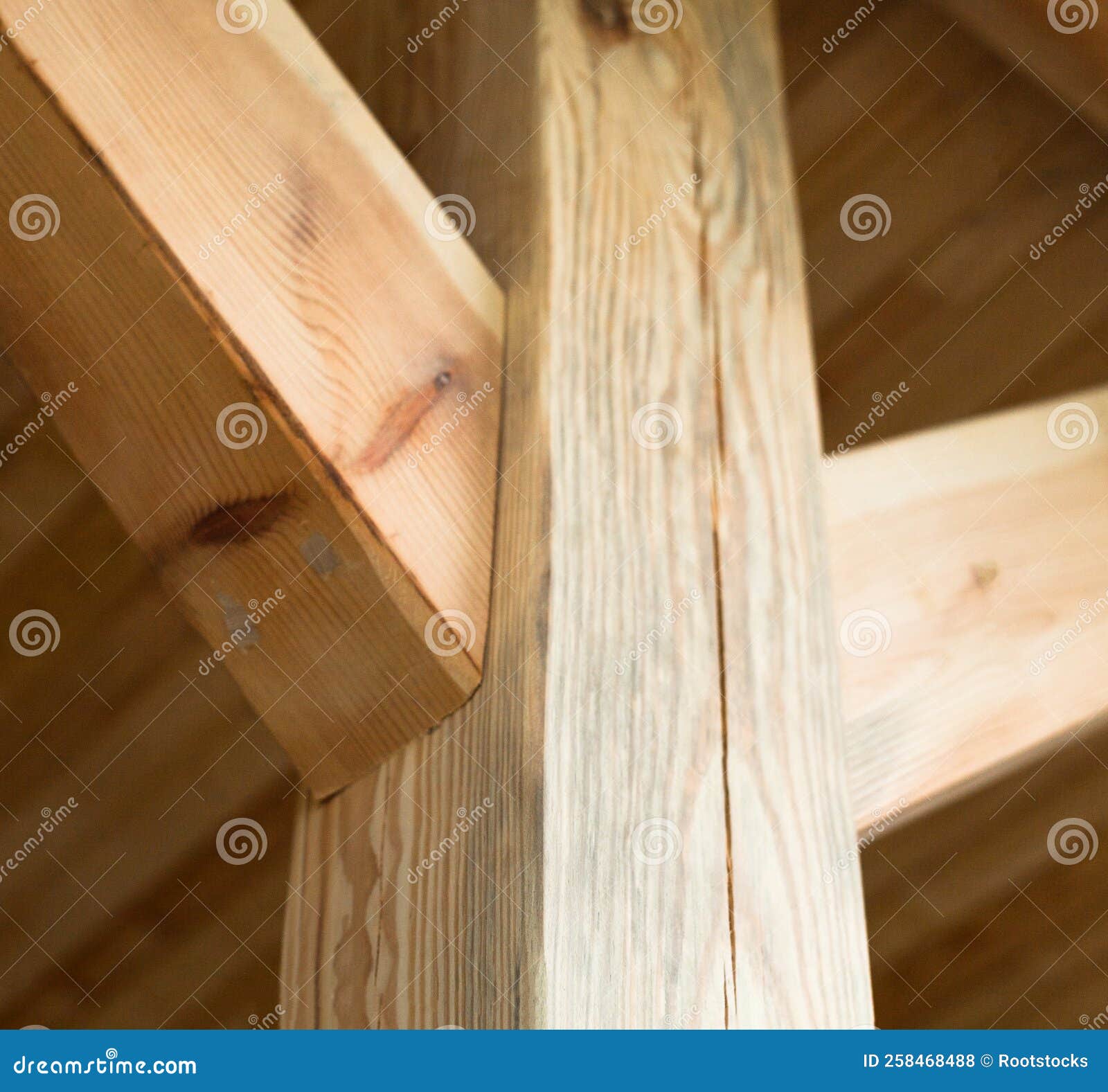 Wooden post with struts stock photo. Image of joint - 258468488