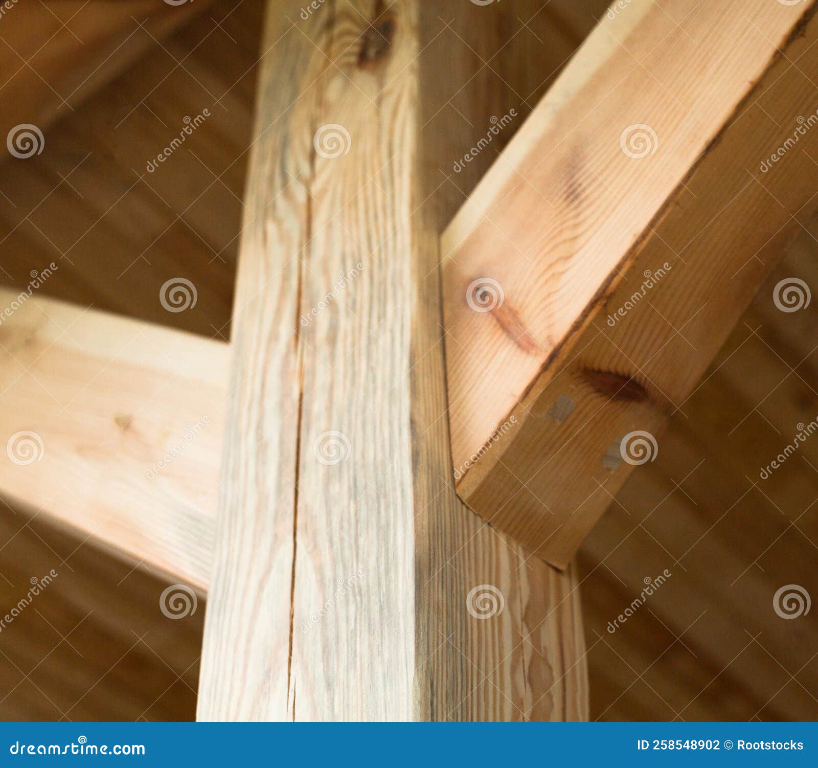 Wooden post with struts stock photo. Image of industrial - 258548902