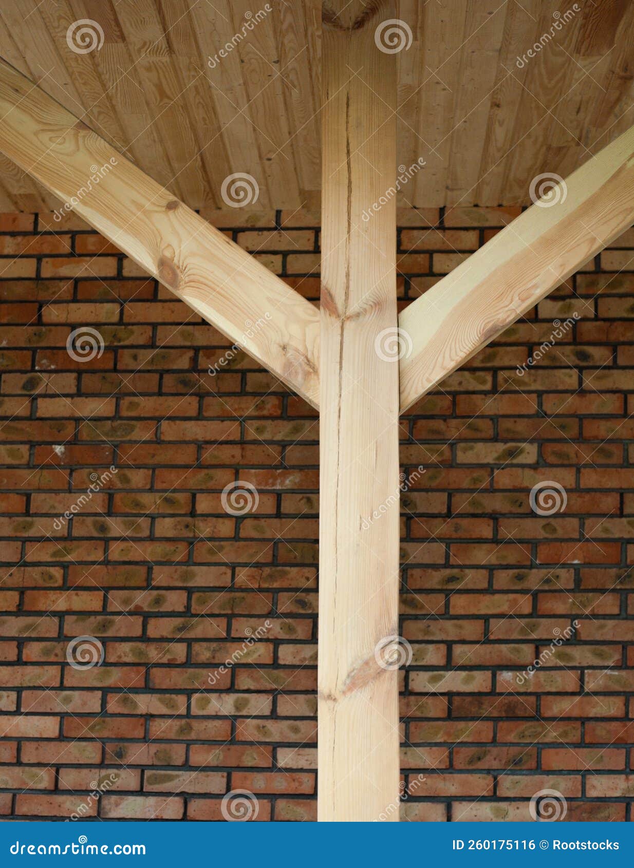 Wooden post with struts stock photo. Image of rafter - 260175116