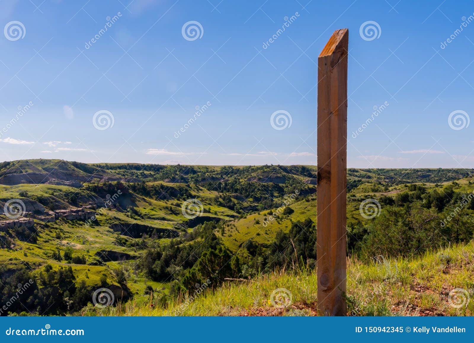 Wooden Post Trail Marker Overlooking Valley Stock Image - Image of ...