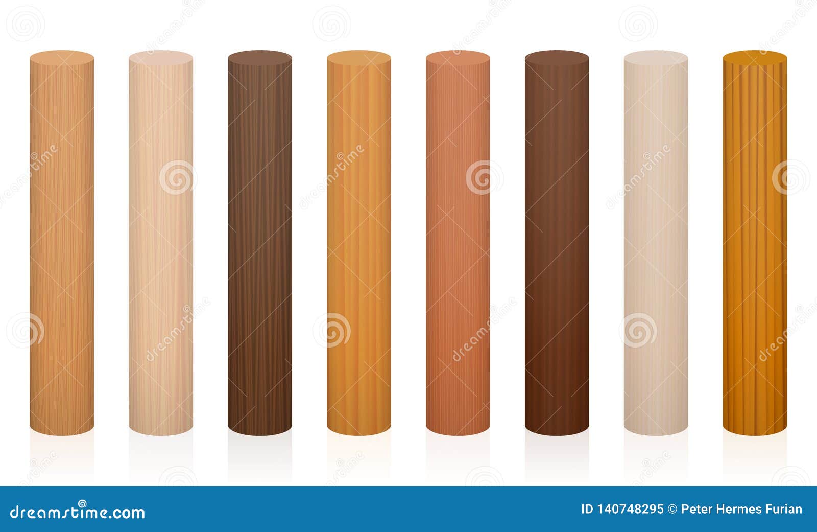 Wooden Posts Different Colors Textures Stock Vector - Illustration of ...