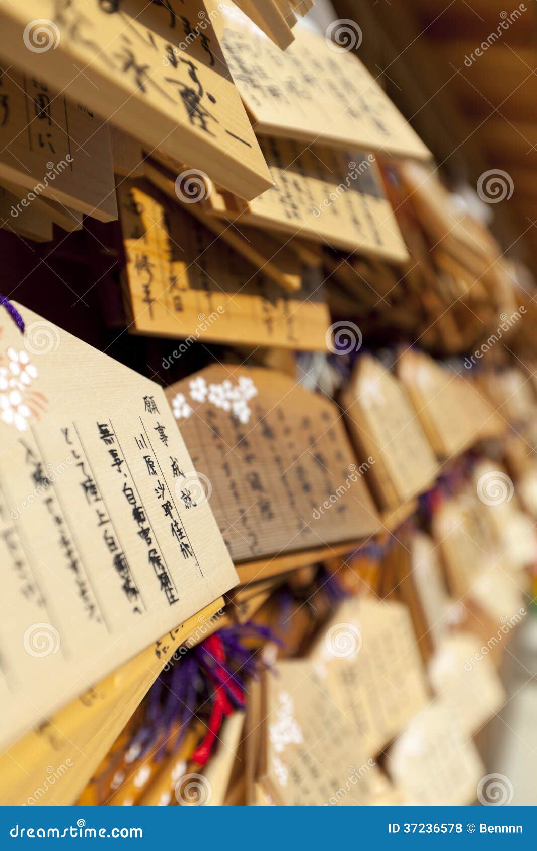Wooden prayer tablets stock photo. Image of prayer, japan - 37236578