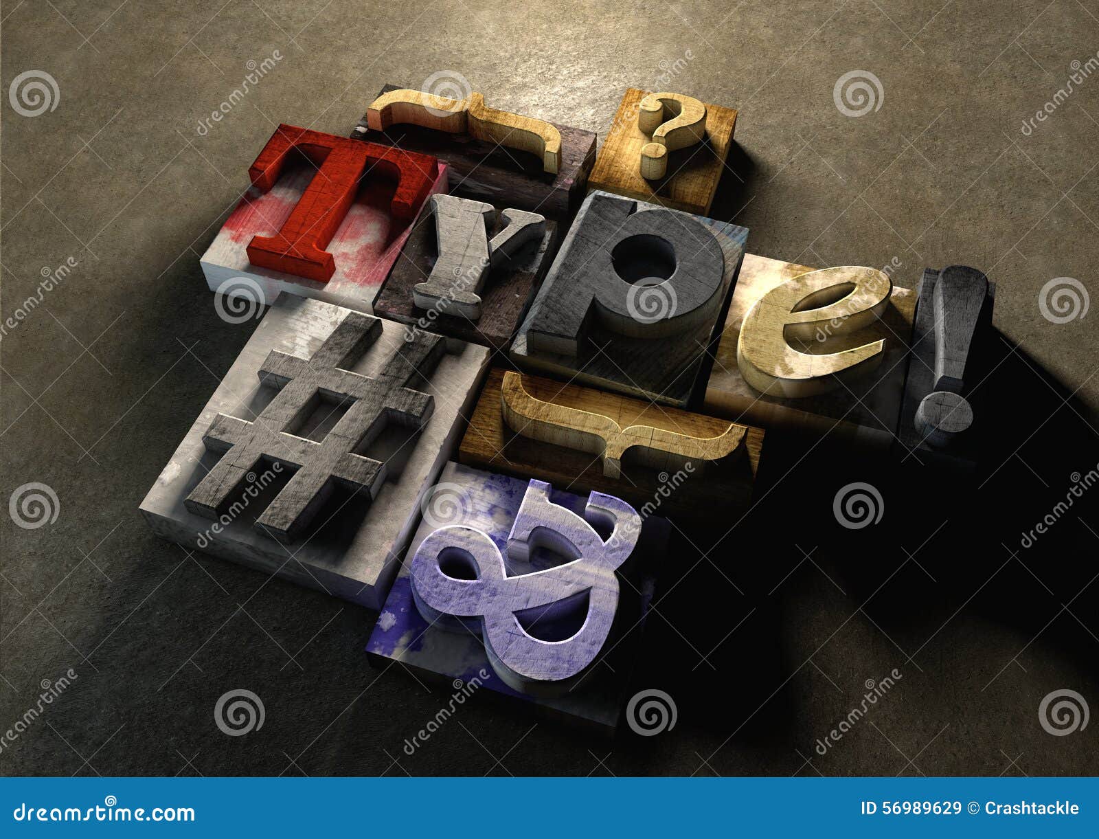 Wooden Printing Blocks Form Word Type . Graphic Look at Type an Stock ...