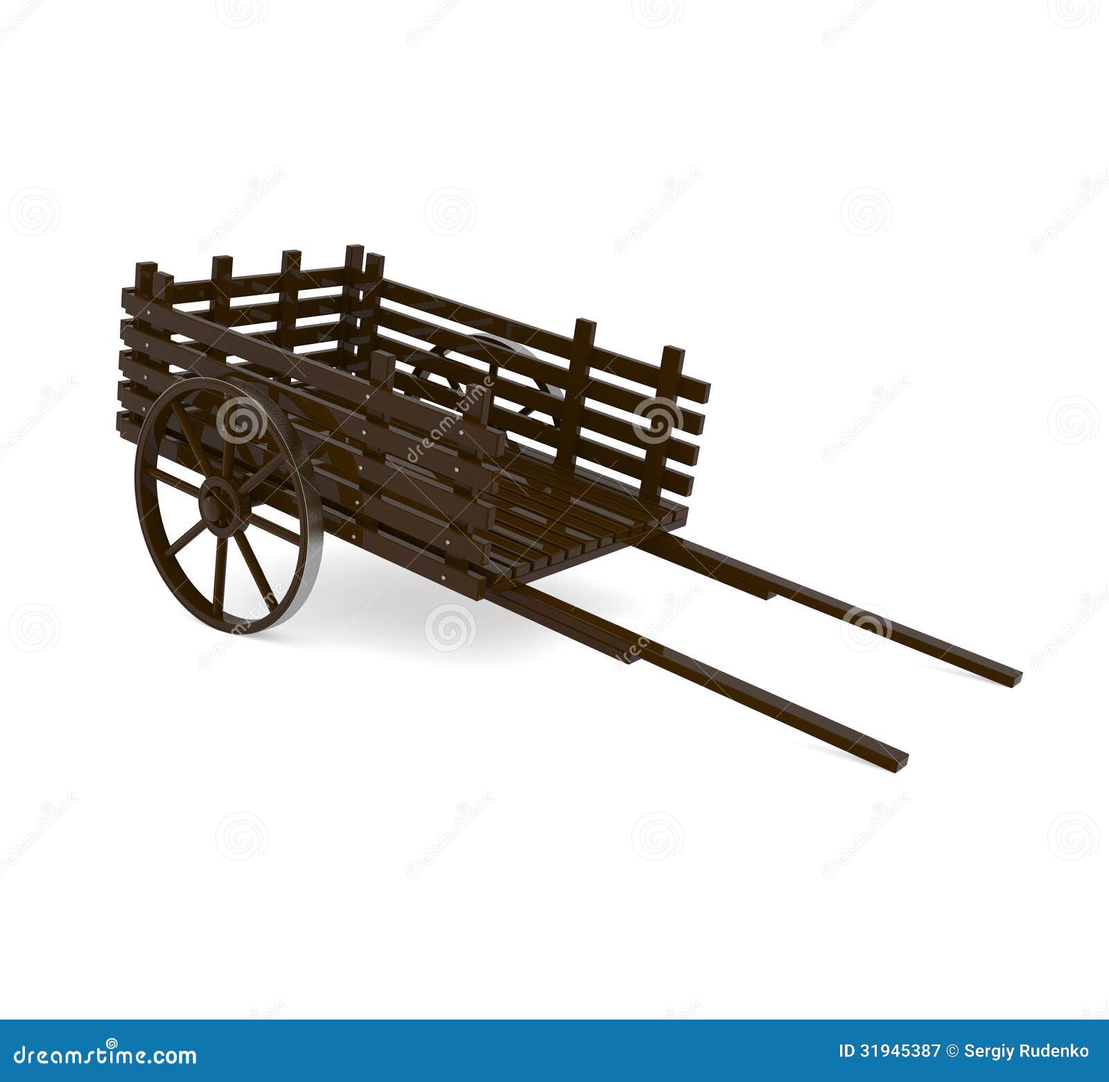 Wooden Pull Cart on white stock illustration. Illustration of history ...