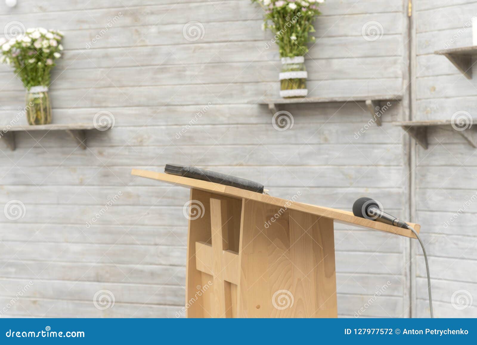 Wooden Pulpit for the Preacher Stock Photo - Image of bible ...