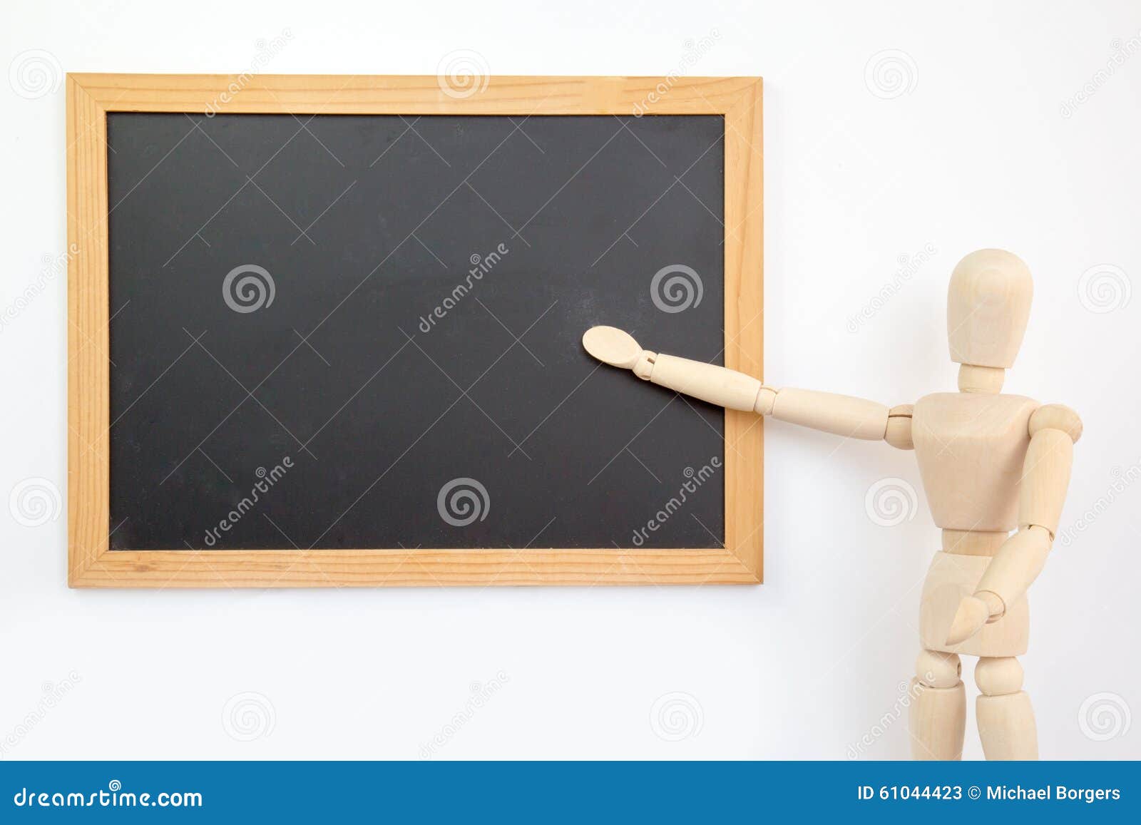 Wooden Puppet and Empty Blackboard Stock Image - Image of white, blurry ...