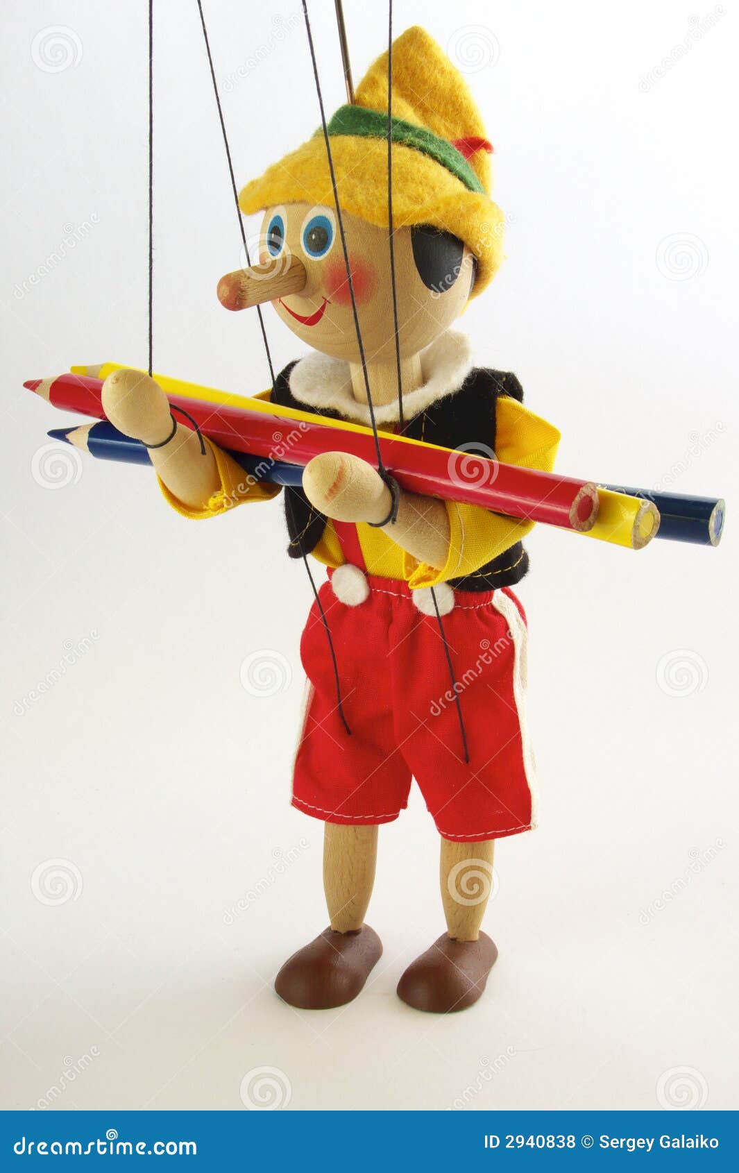 Wooden puppet and a pencil stock photo. Image of yellow - 2940838