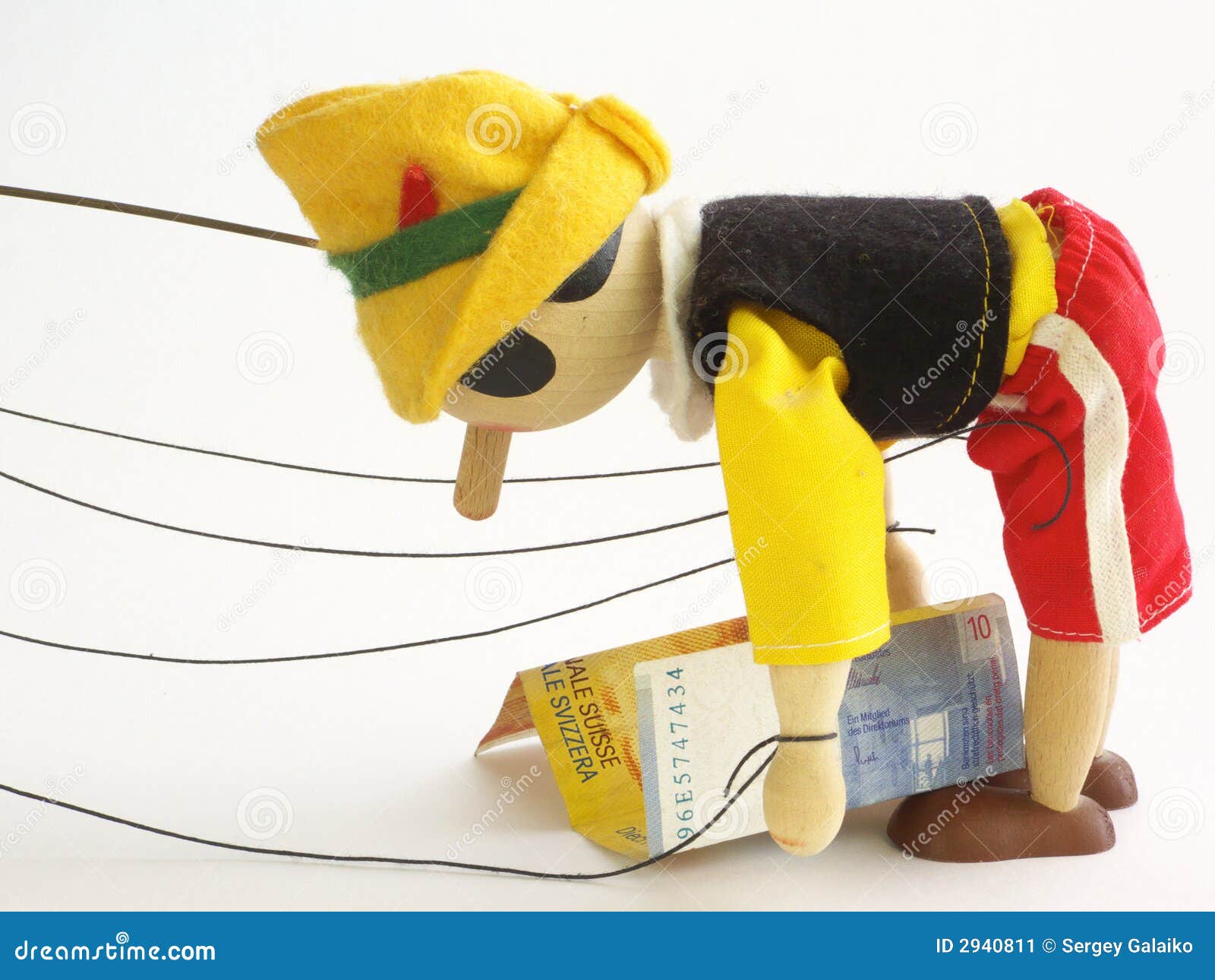 Wooden Puppet Raises Banknotes Stock Image - Image of money, black: 2940811