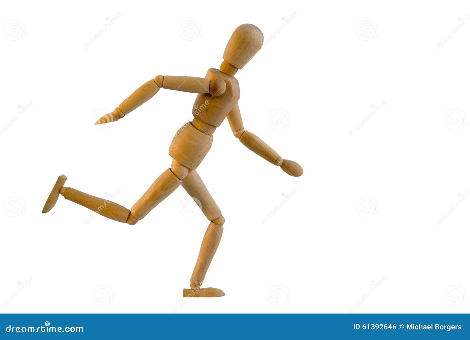 Wooden puppet is running stock photo. Image of active - 61392646