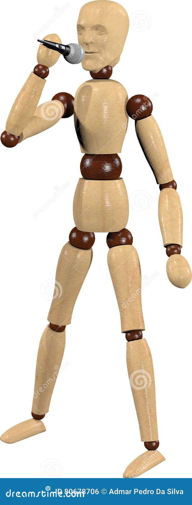 Wooden puppet singing stock illustration. Illustration of microphone ...