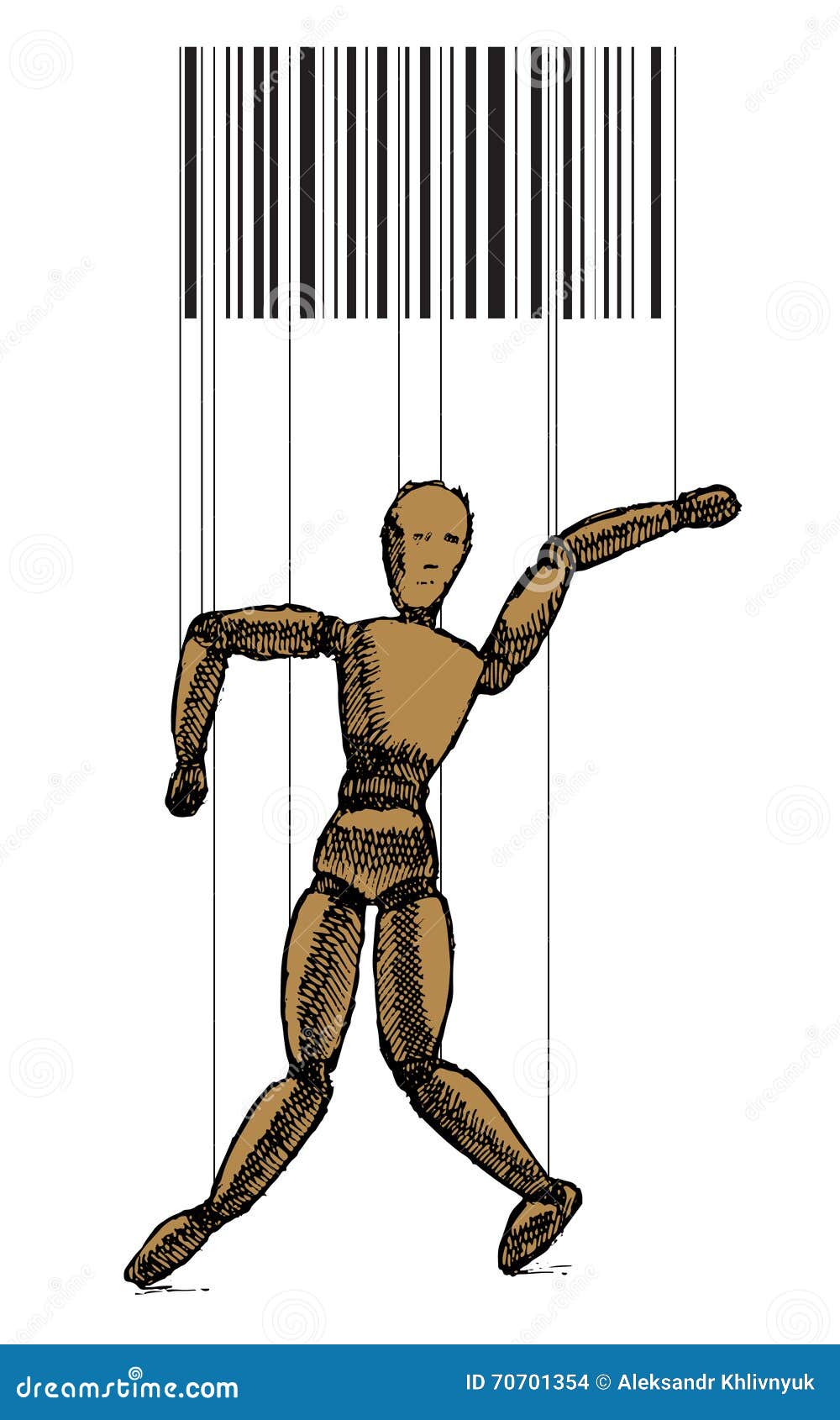 3D Wooden Puppet Figure Run White Background Illustration Vector ...