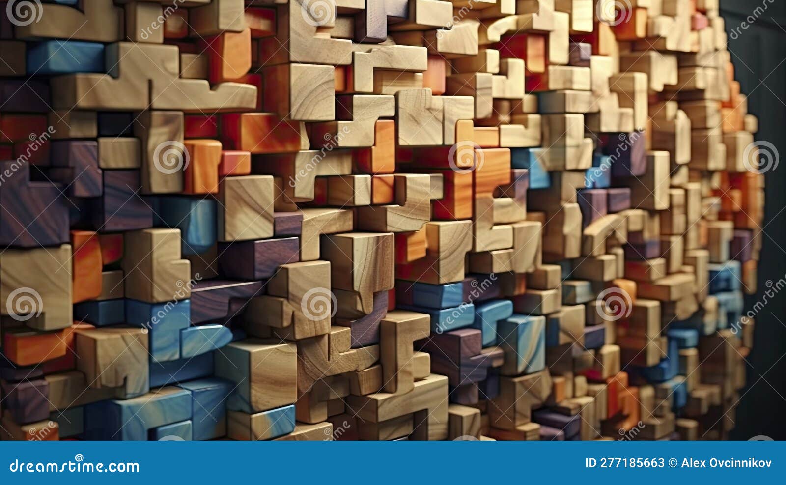 Wooden Puzzle Blocks Brain Shape for Logical Thinking. Stock ...