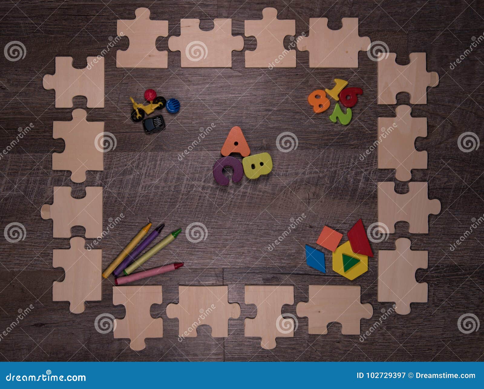 Wooden Puzzle Frame Encouraging Early Learning Stock Image - Image of ...