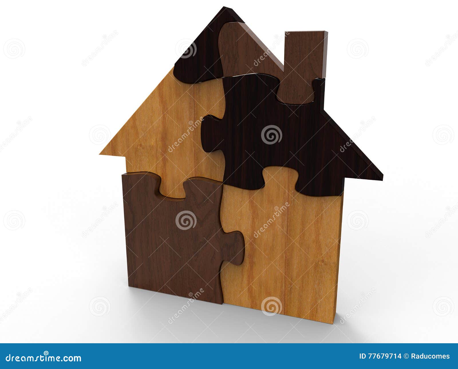 Wooden puzzle house stock illustration. Illustration of estate - 77679714