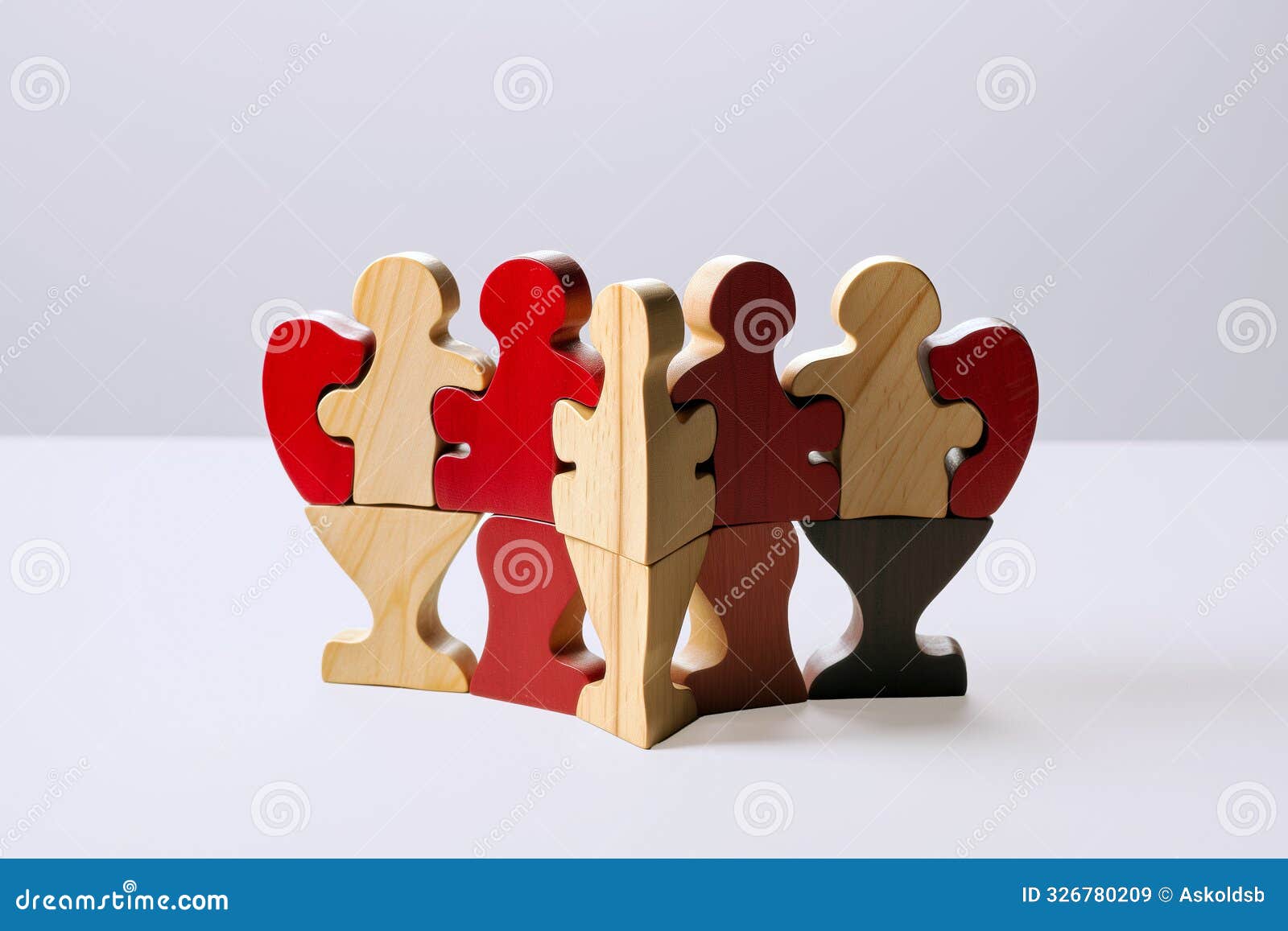 Interlocking Wooden Puzzle Pieces Forming a Heart Shape on a White ...