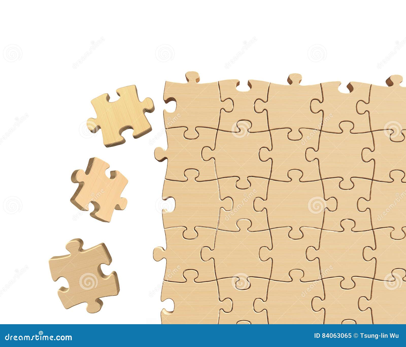 Wooden Puzzles Wall with Some Pieces Falling Stock Image - Image of ...