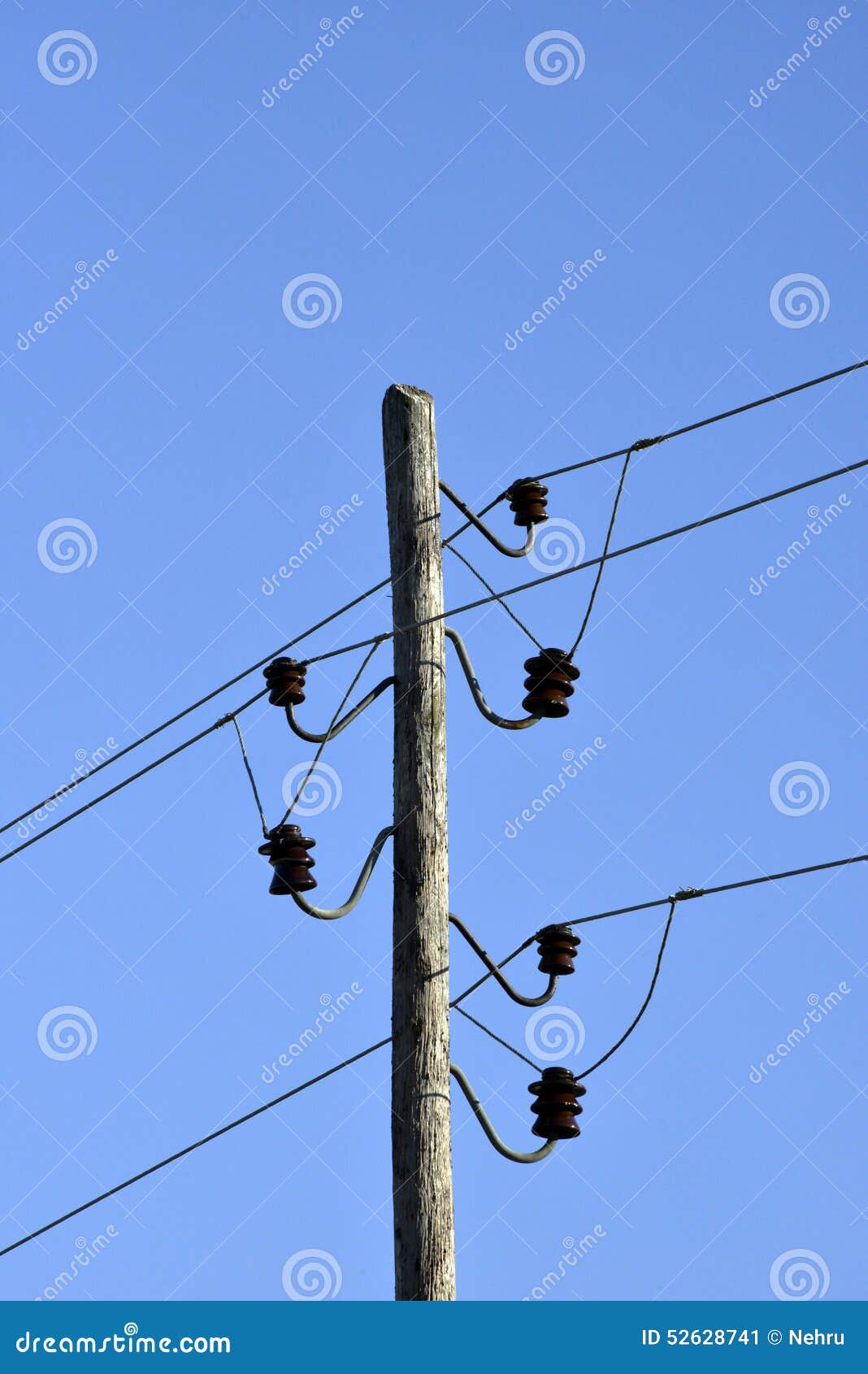 Wooden pylon with wires stock image. Image of energy - 52628741